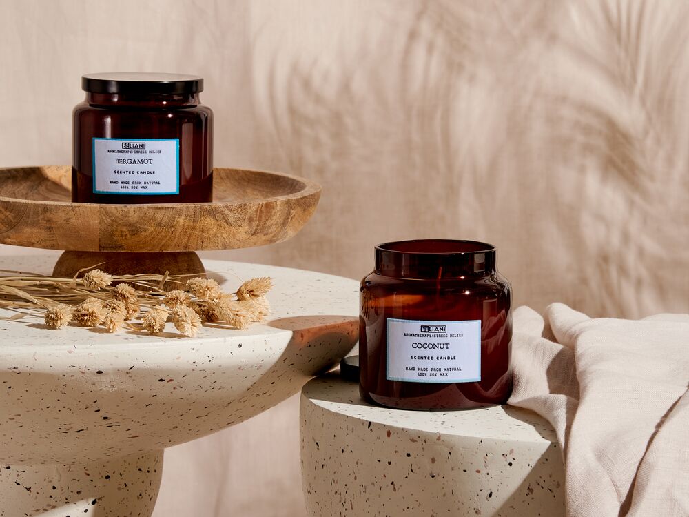 Set 2 buc lumânări parfumate bergamot/cocos Arnfinn (maro) | Zondo.ro