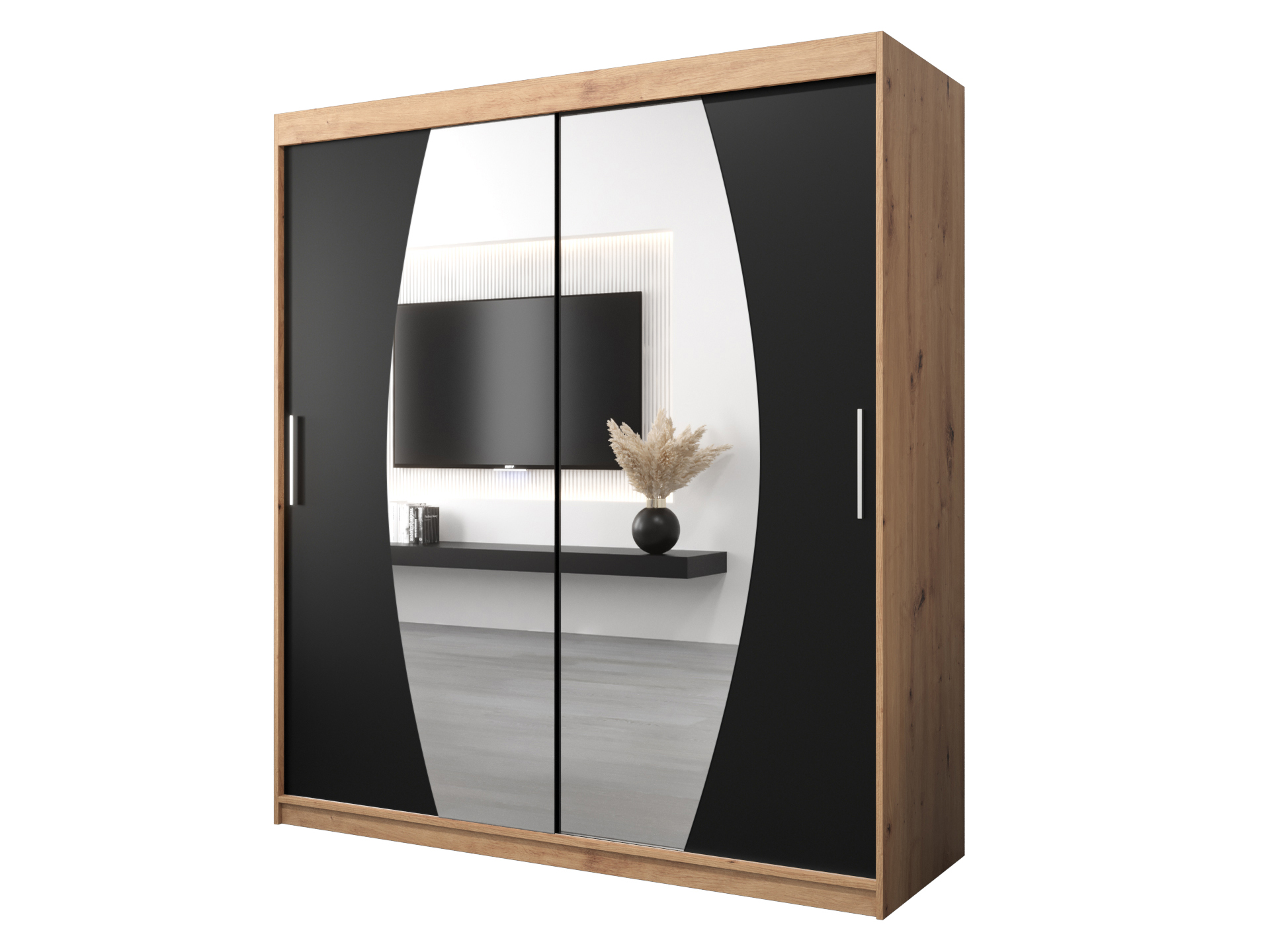 Dulap de haine 180 cm Eclipse (Stejar artisan + Negru mat) | Zondo.ro