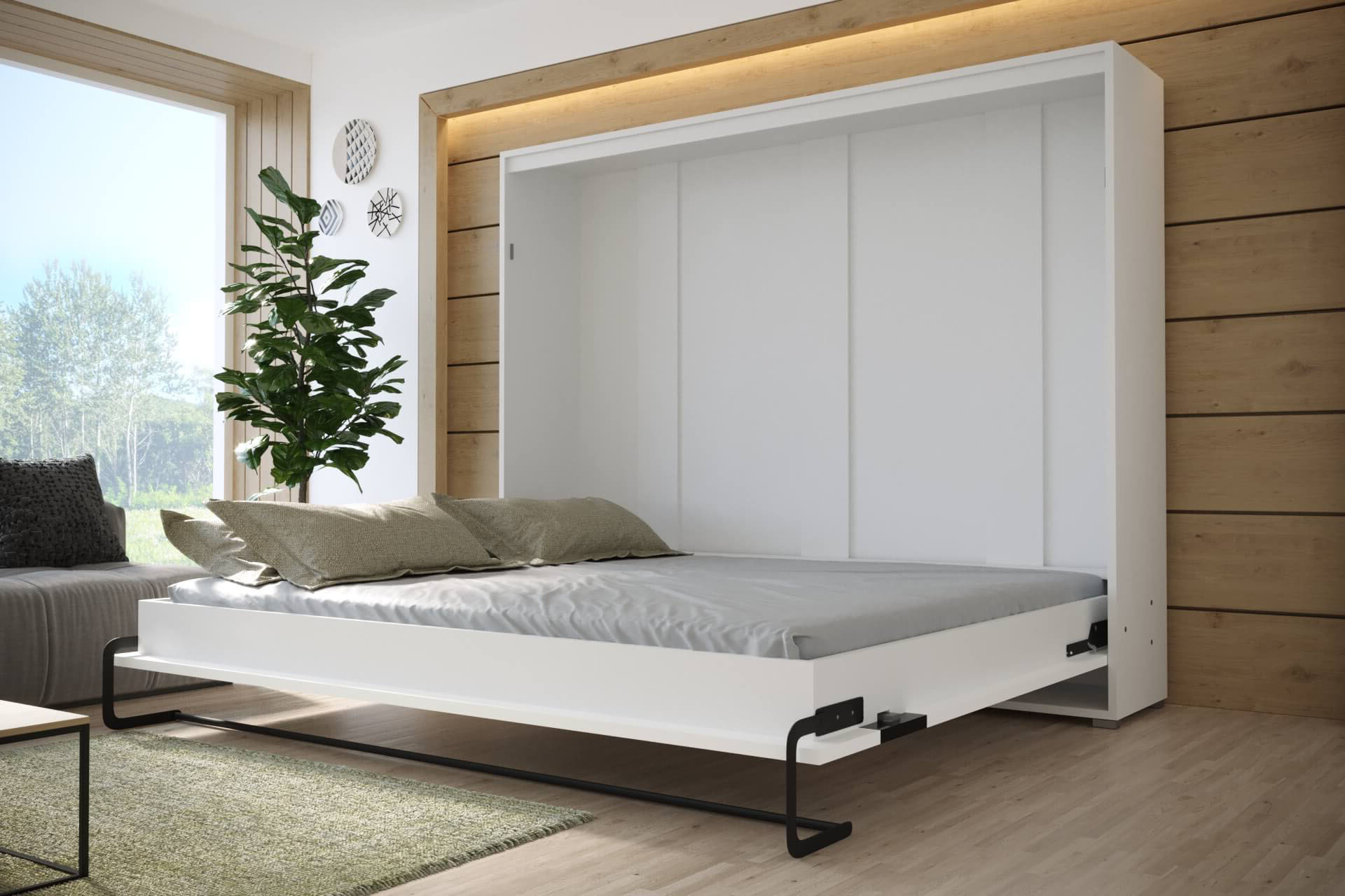 Pat pliant 160 Homer (Alb mat + Negru lucios) (orizontal) | Zondo.ro