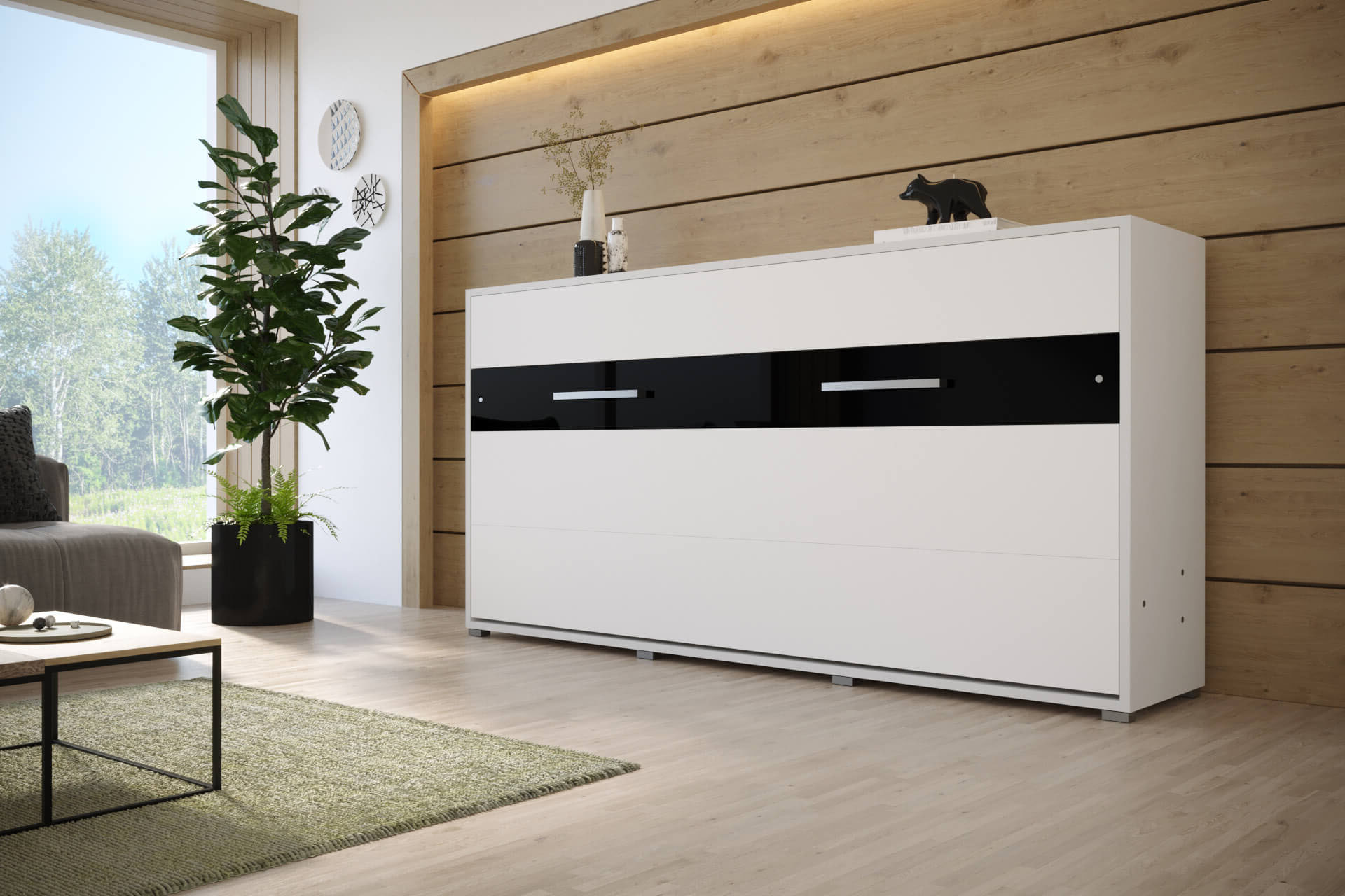 Pat pliant 90 Homer (Alb mat + Negru lucios) (orizontal) | Zondo.ro