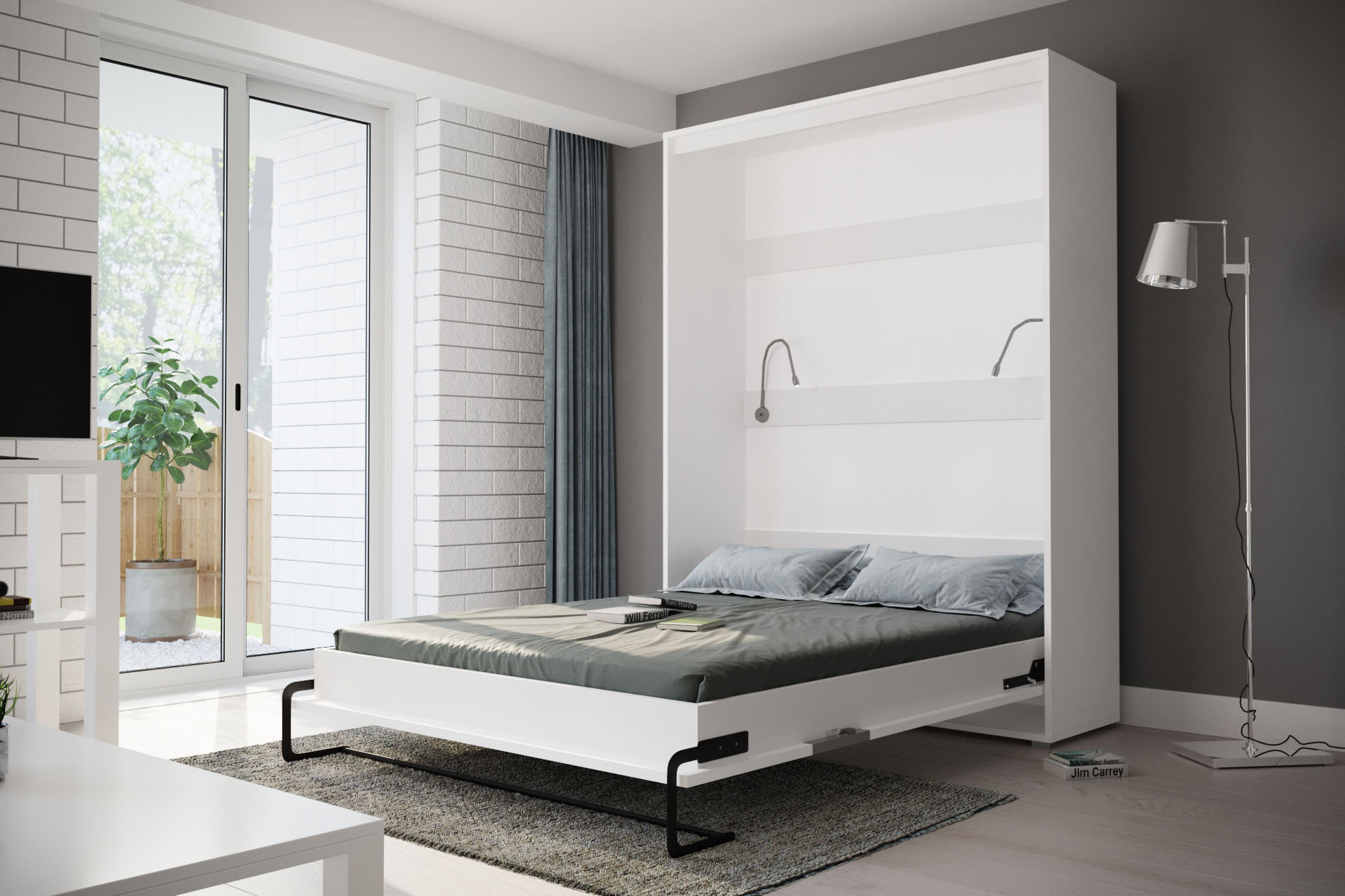 Pat pliant 160 Homer (Alb mat + Alb lucios) (vertical) (cu iluminat ...