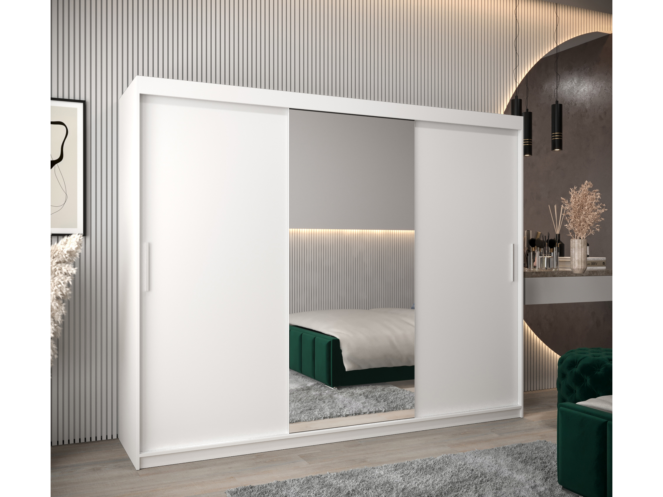 Dulap de haine 250 cm Toki 1 (alb mat + stejar sonoma) | Zondo.ro