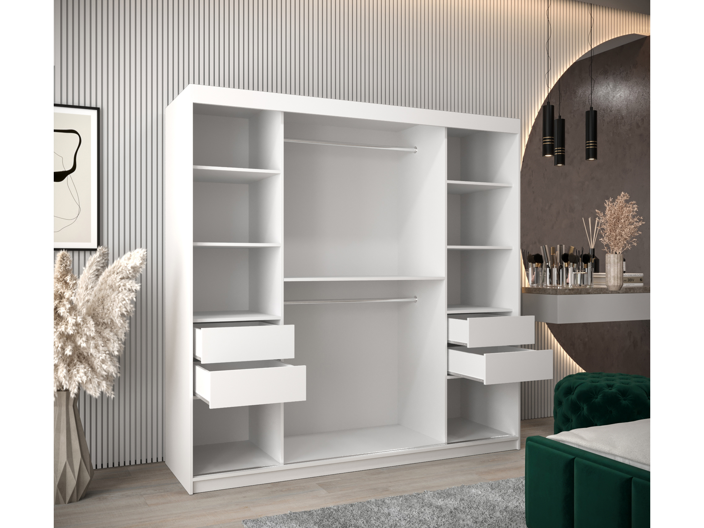 Dulap de haine 200 cm Toki 2 (alb mat + stejar sonoma) | Zondo.ro