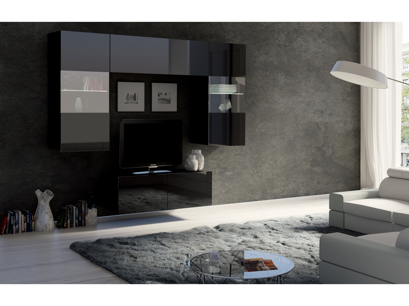 Mobilier living Calabria C10 (Negru) (fără iluminat) | Zondo.ro