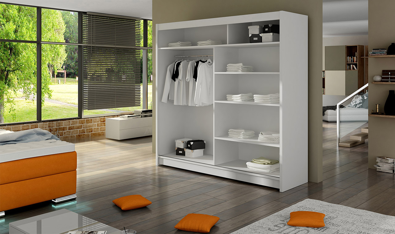 Dulap de haine Florencia (Alb + Alb) | Zondo.ro