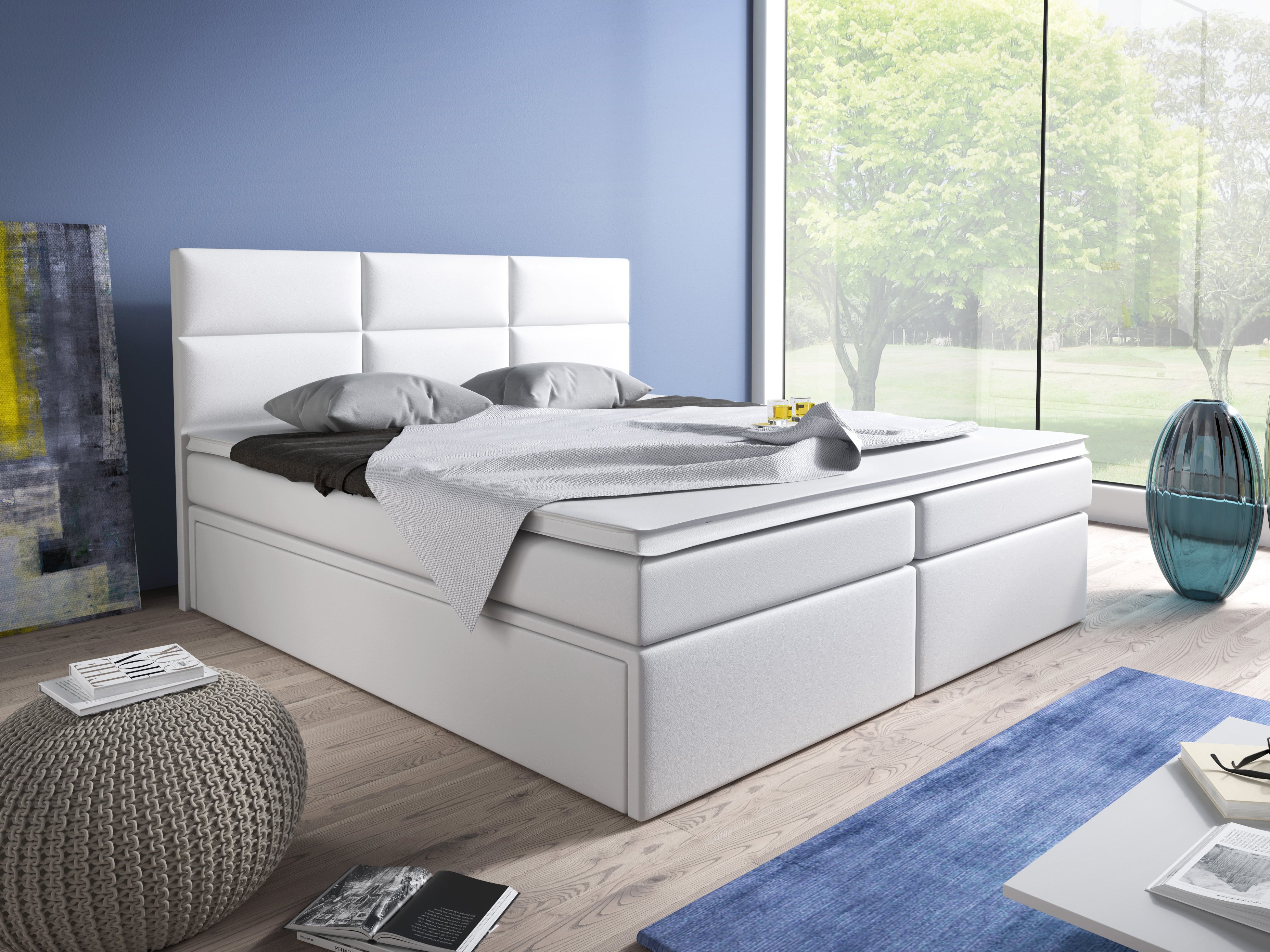 Pat matrimonial Boxspring 160 cm Lina (cu saltele) | Zondo.ro