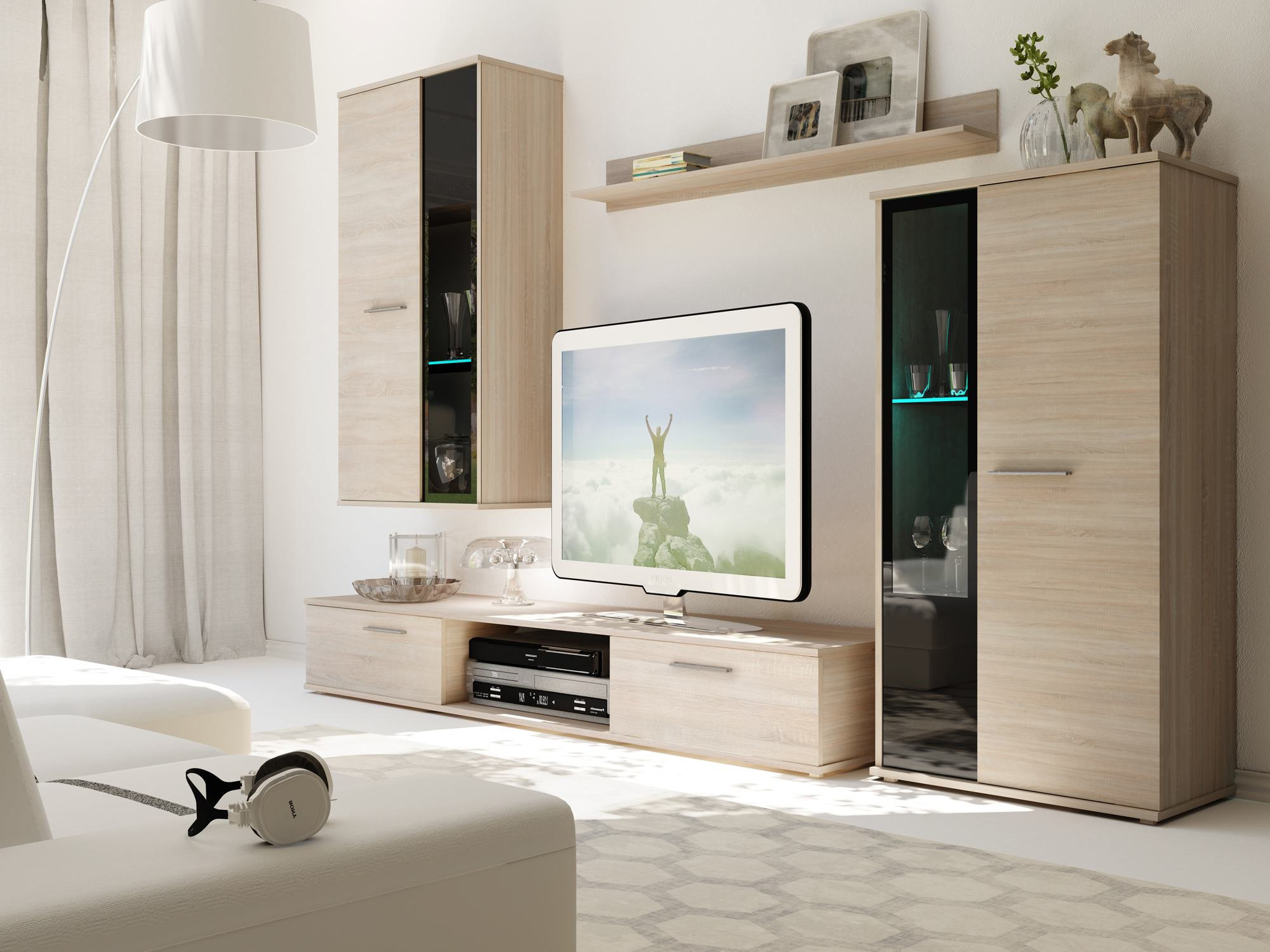 Mobilier living Saul (Stejar sonoma) (fără iluminat) | Zondo.ro