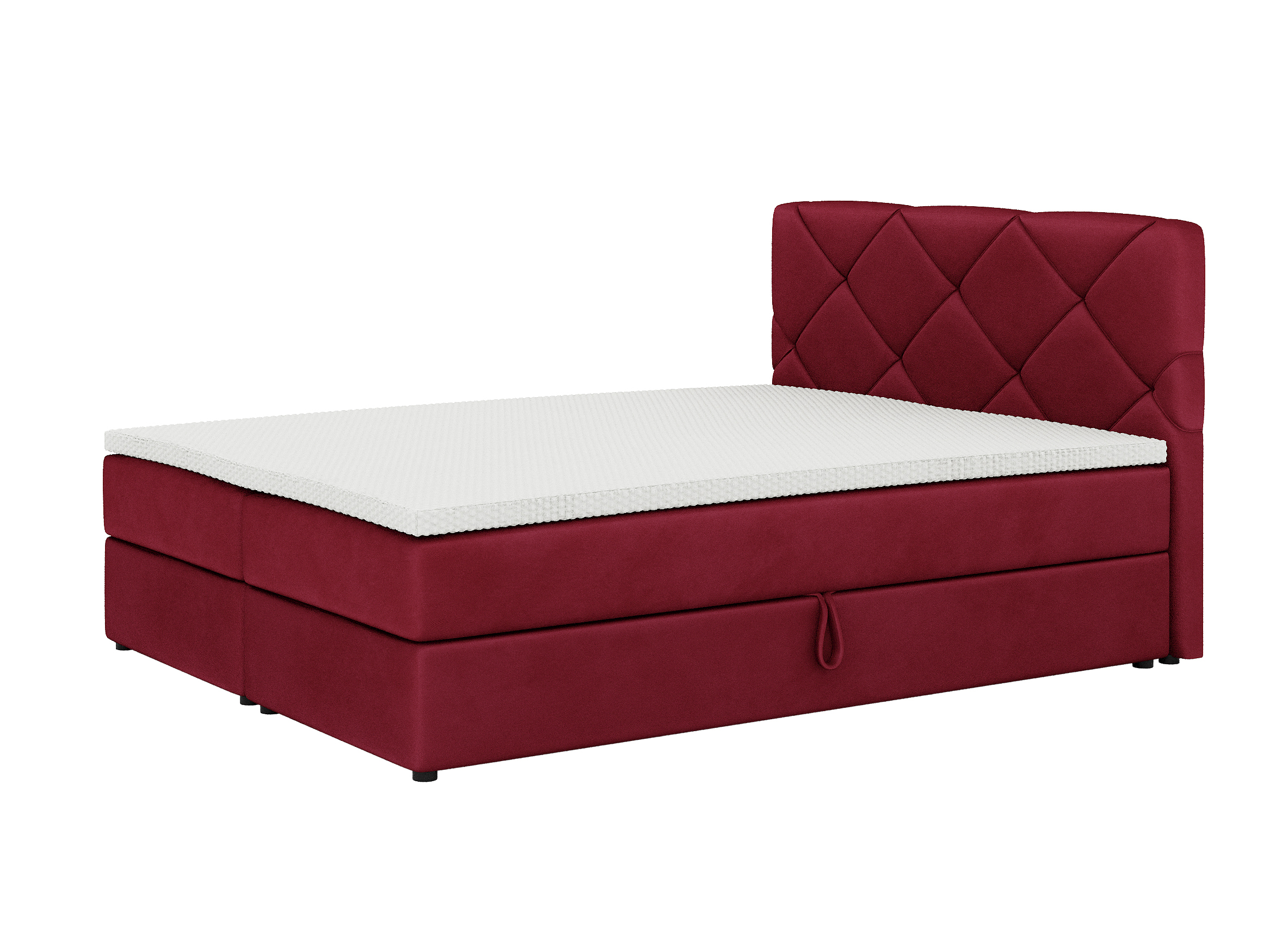 Pat matrimonial Boxspring 160x200 cm Karum (bordo) (cu somieră și ...